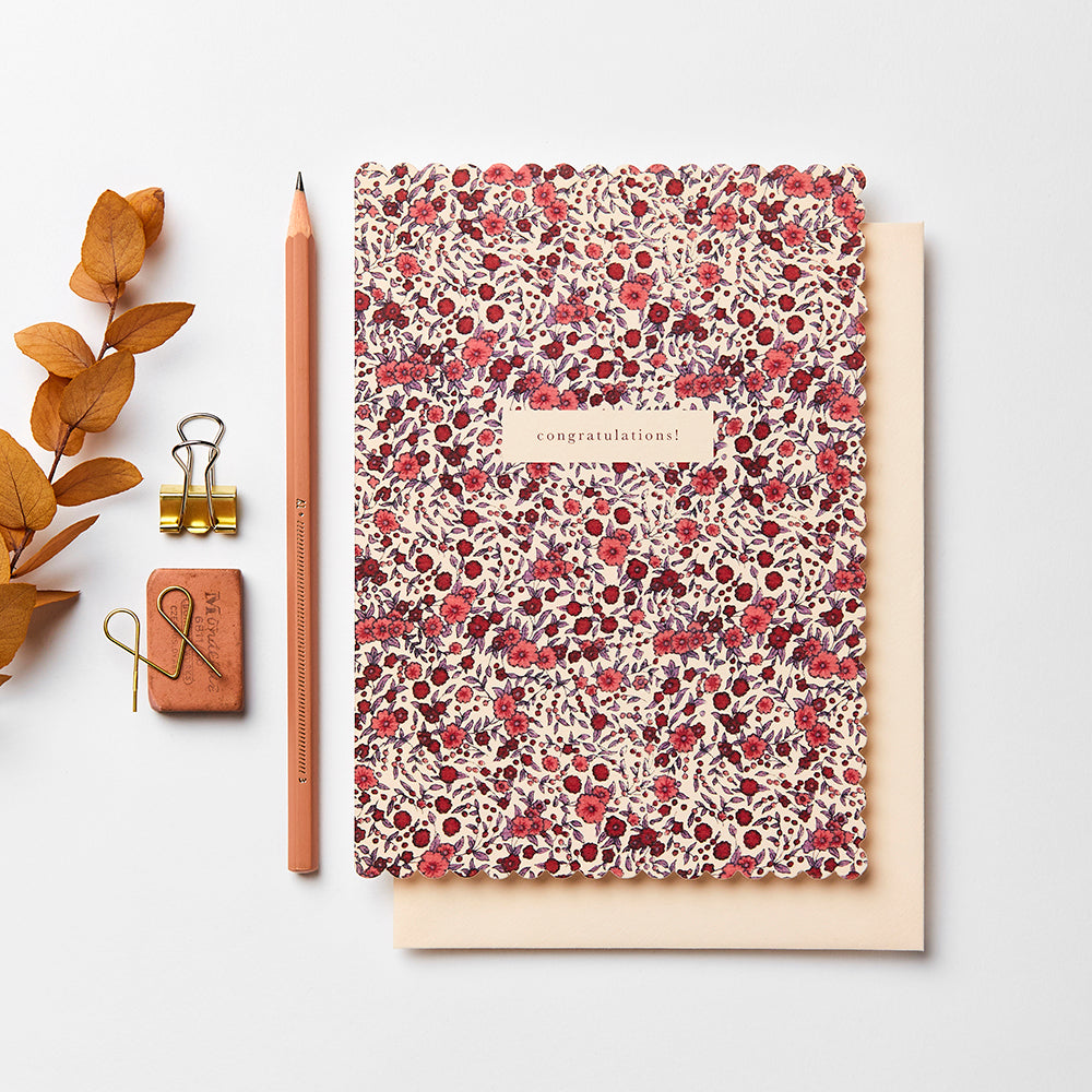 Katie Leamon Congratulations card - Wild Rose design – Rhubarb & Hare